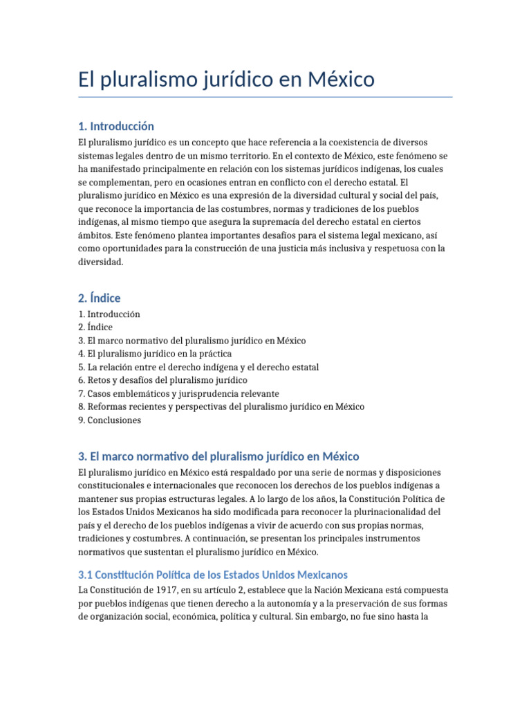 Pluralismo jurídico en México: Retos y avances | PDF | México ...
