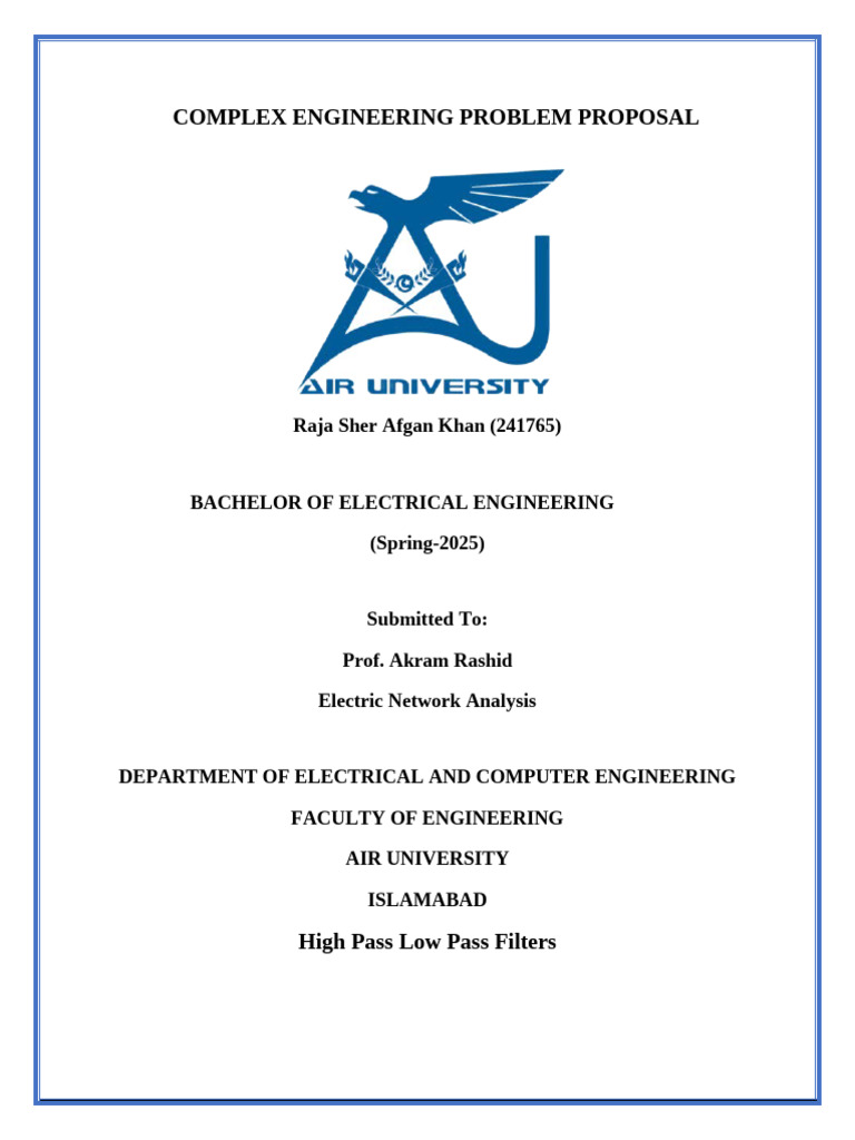 COMPLEX ENGINEERING PROBLEM PROPOSAL | PDF | Electronic Filter | Low ...