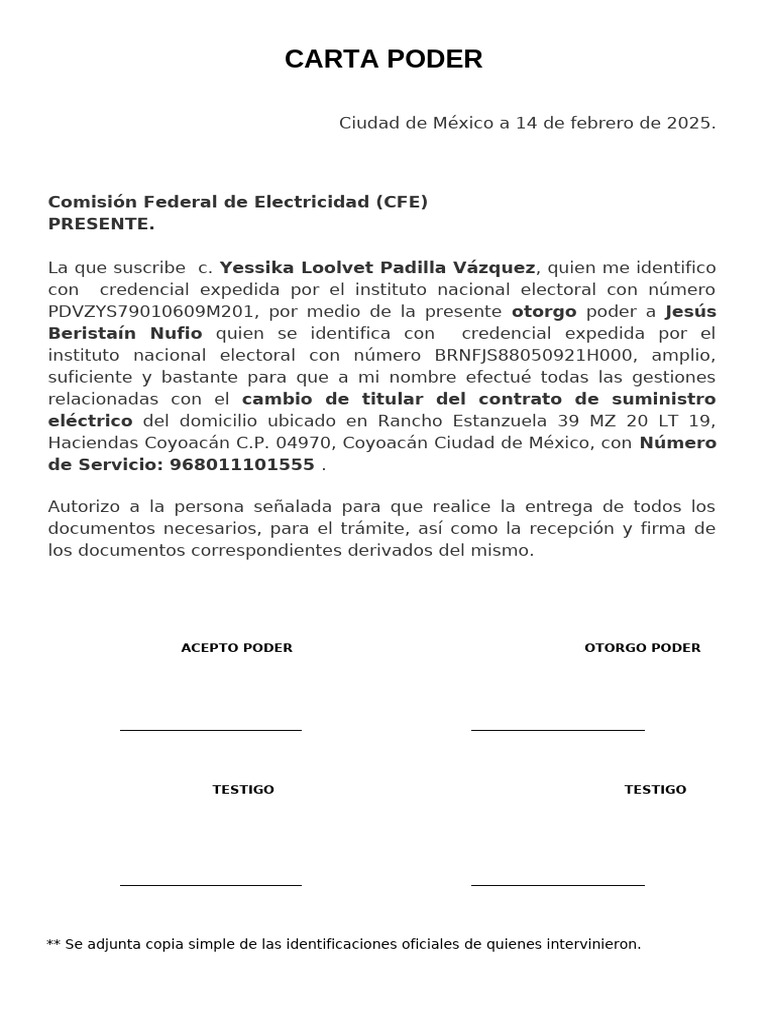 CARTA PODER simple | PDF