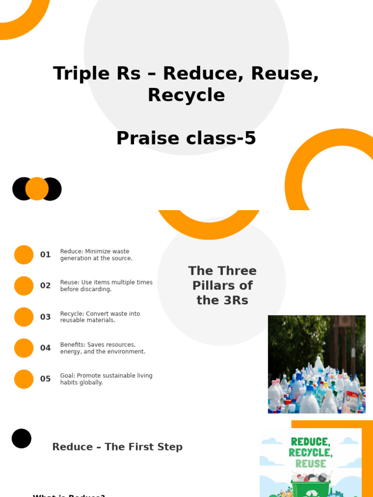 Triple Rs - Reduce, Reuse, Recycle Praise Class-5 | PDF