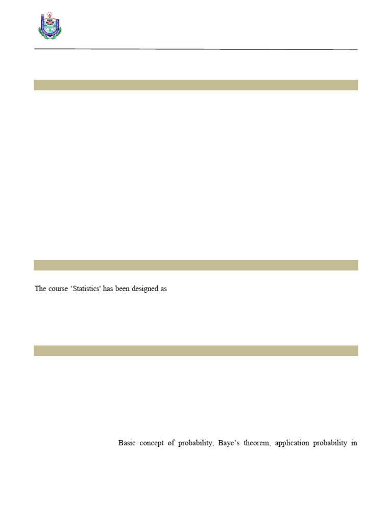 OBE - Course - Outline - CSE - STA 231 | PDF | Probability Distribution | Regression Analysis