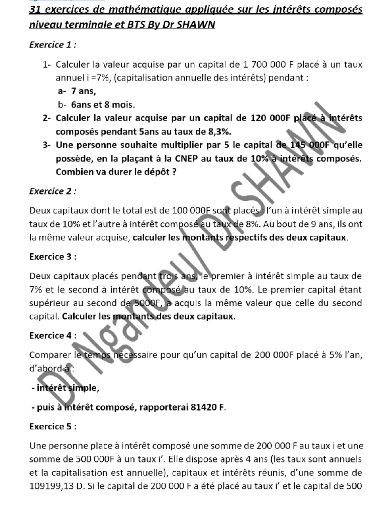 31 Exos de Maths App | PDF