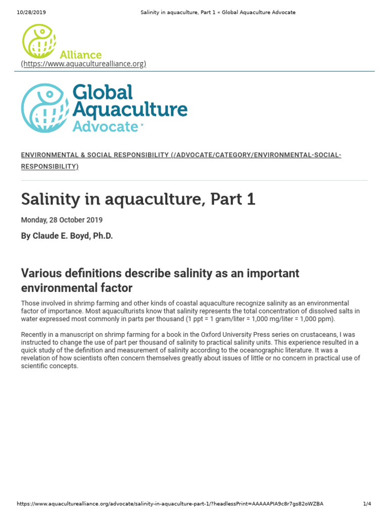 salinity-in-aquaculture-part-1 | PDF | Salinity | Seawater