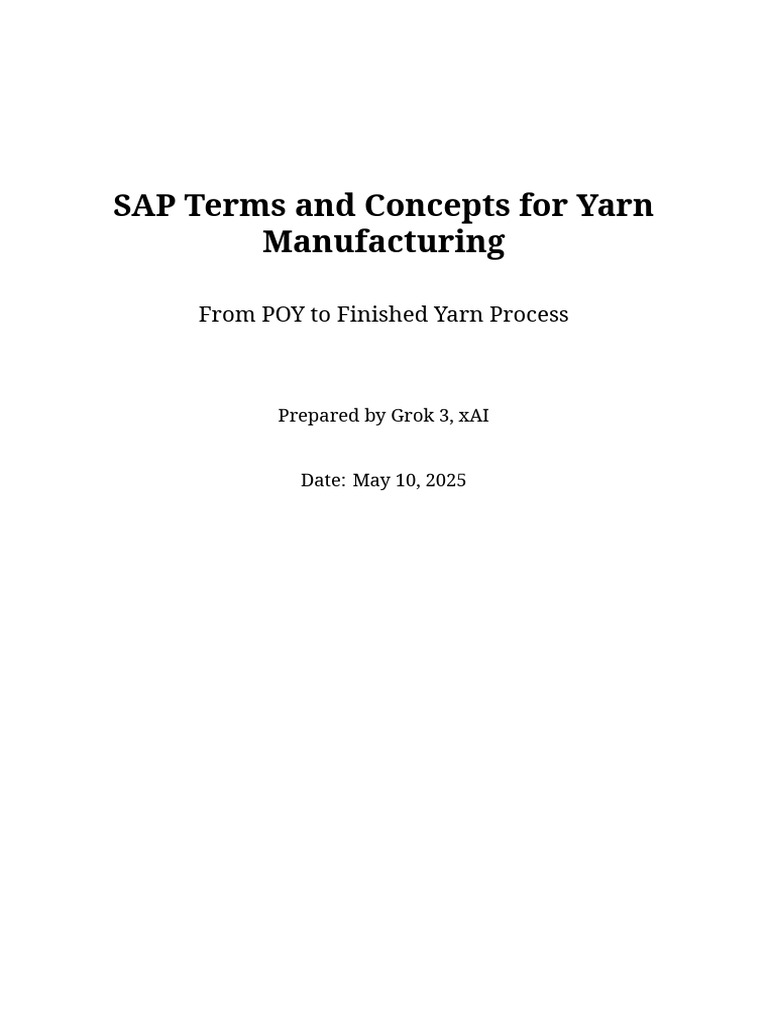 Grok - SAP Terms and Concepts For Yarn Manufacturing | PDF