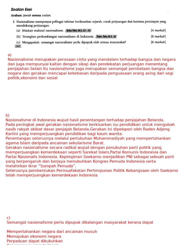 Jawapan Sejarah Ting 4 Bab 2 Esei | PDF