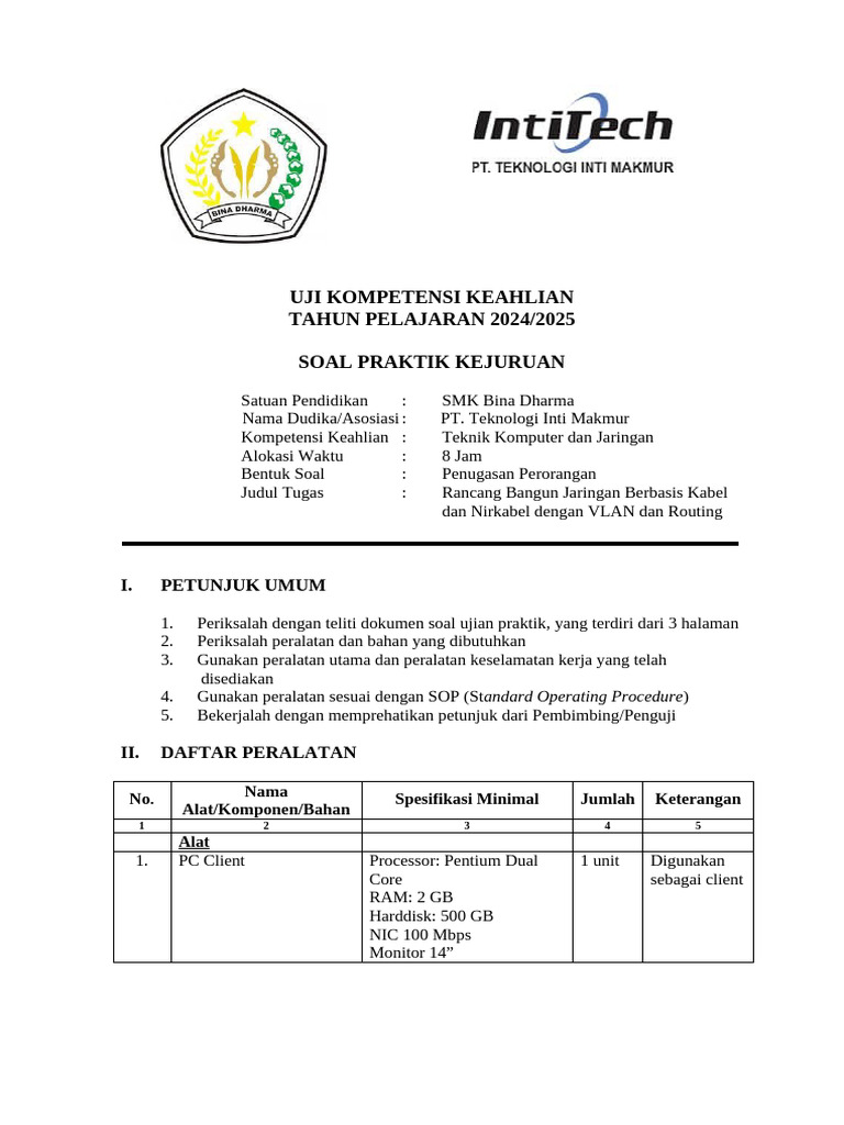 Soal Tkj Ujikom 2025 | PDF