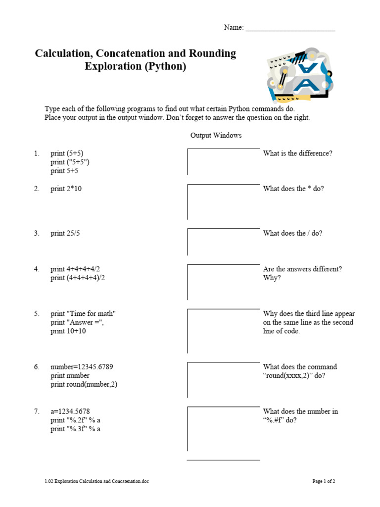 1.02 Exploration Calculation and Concatenation | PDF