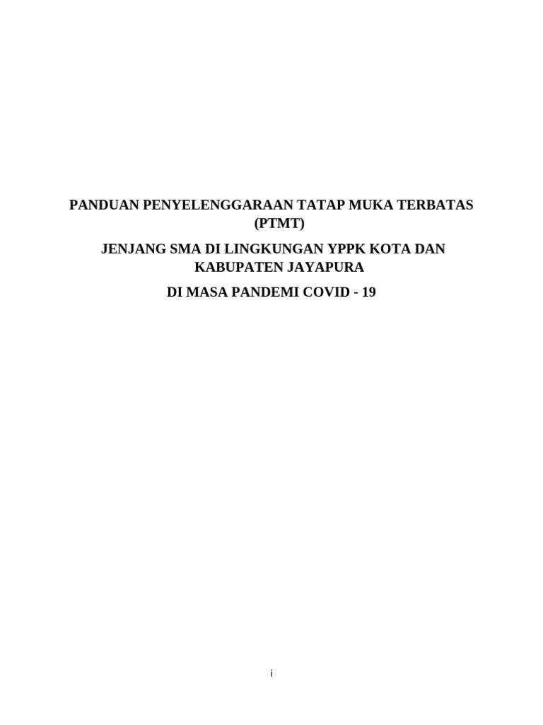 Panduan PTMT Masa Pandemi Di Lingkungan YPPK | PDF