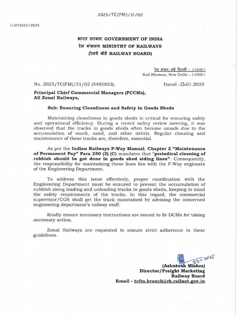 Railway Board Letter | PDF