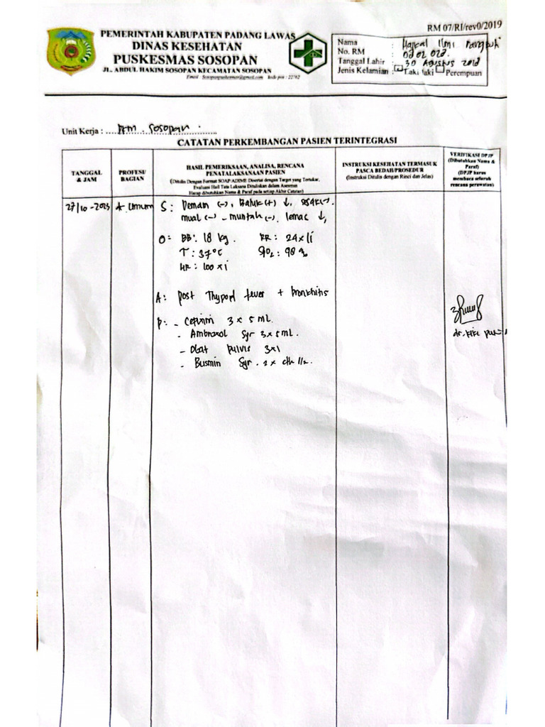 3.7.2 B Bukti CPPT Pasien Rujuk Balik | PDF