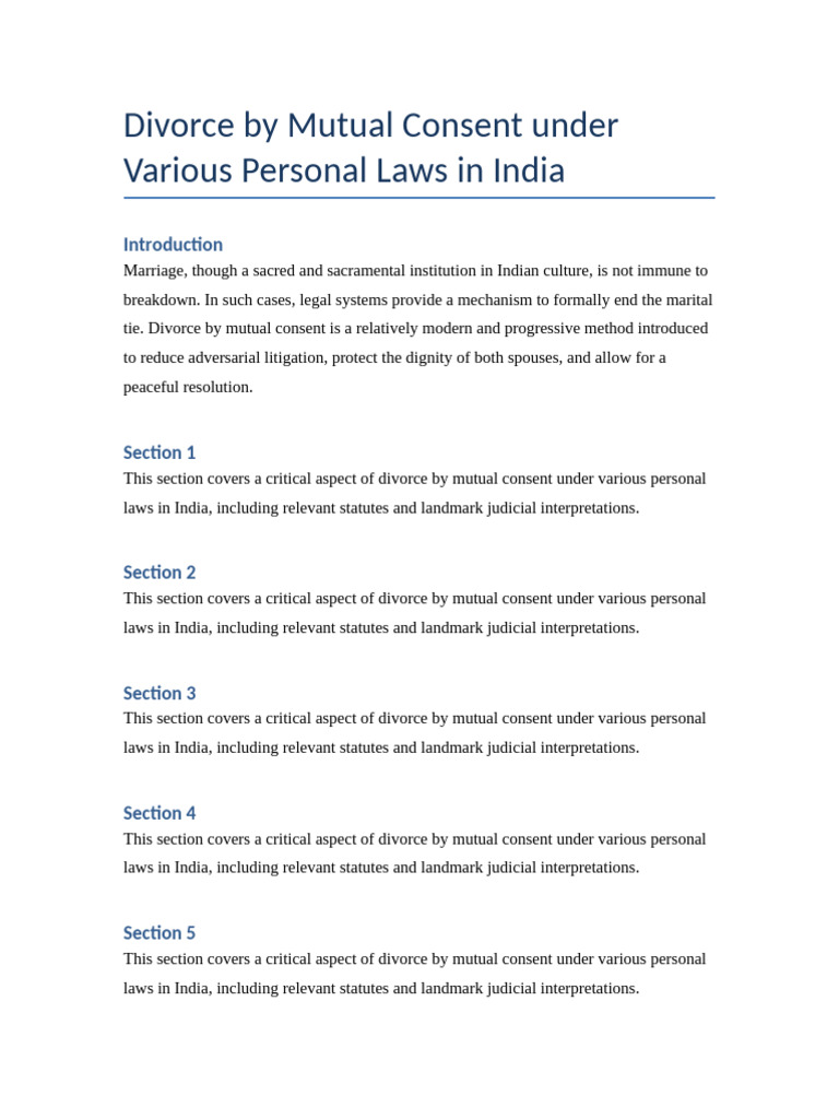 Divorce_Mutual_Consent_India_Full_Assignment | PDF | Divorce | Social Institutions