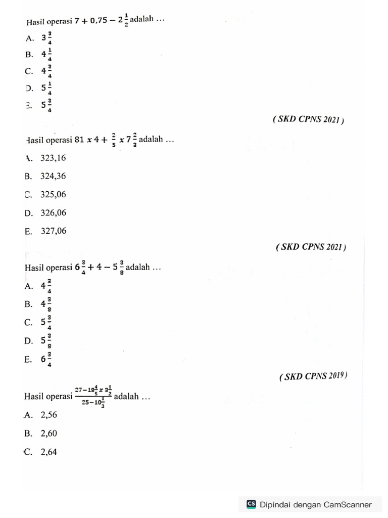 Tiu (Operasi Hitung Pecahan) | PDF