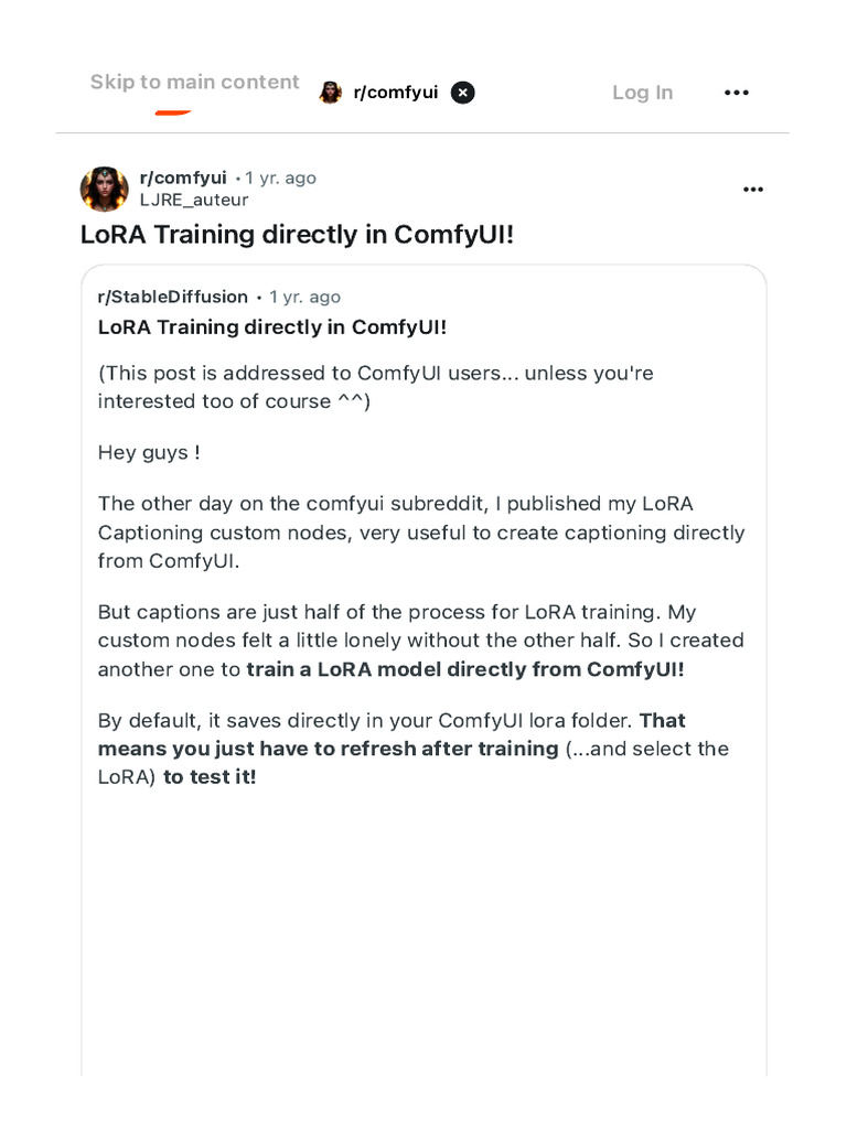 LoRA Training directly in ComfyUI! _ r_comfyui | PDF | Computer File | Computing