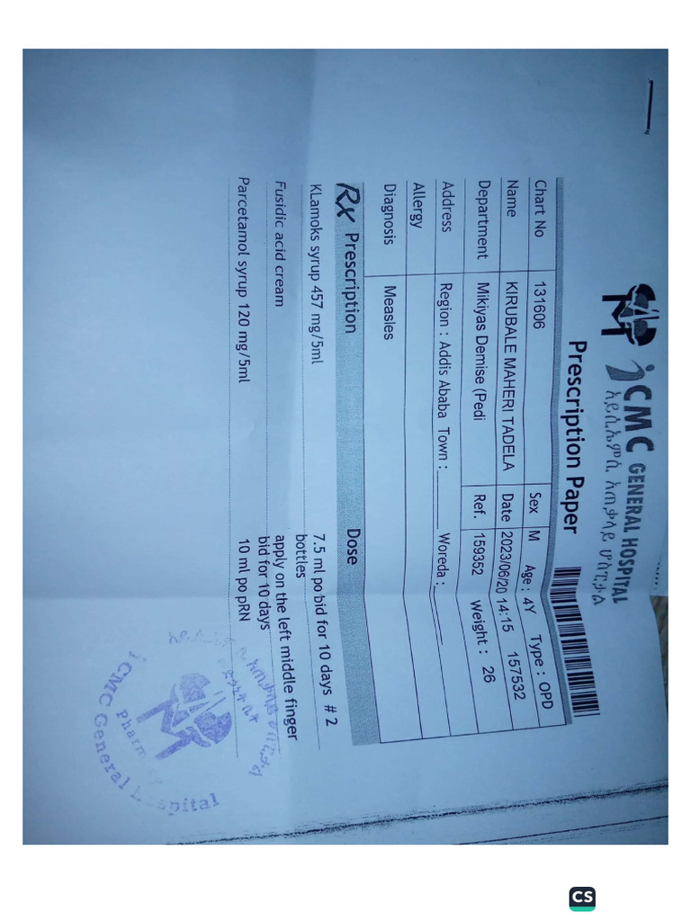 Prescription On Wound Care Kirubel | PDF