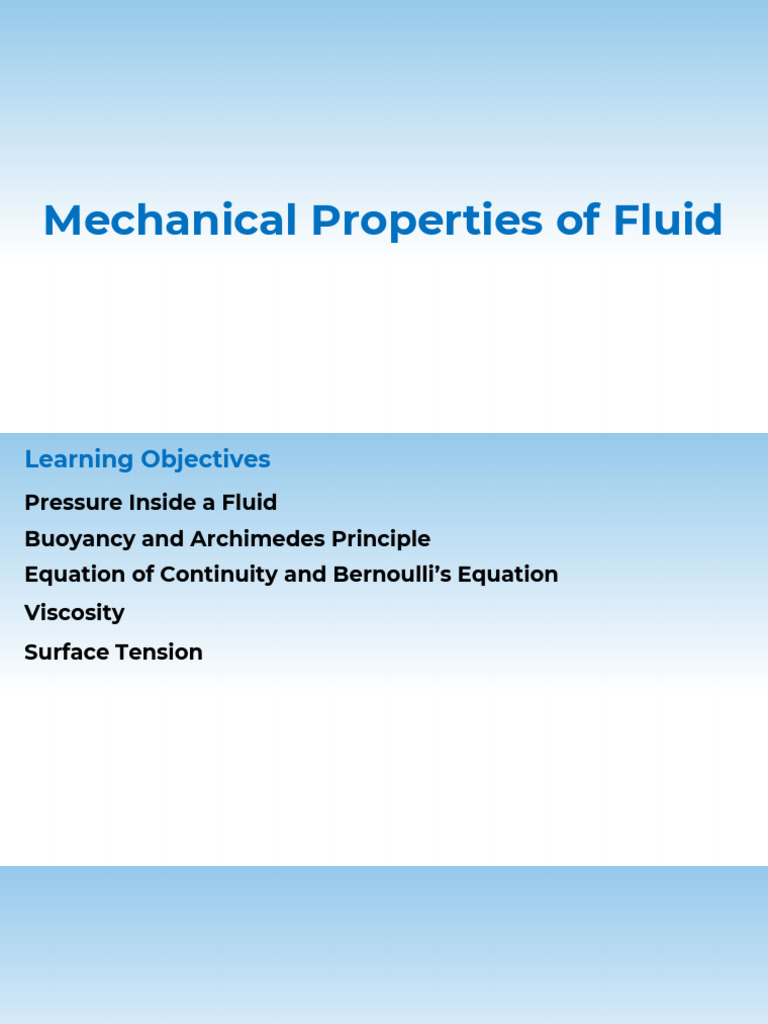 Fluid Mechanics: Pressure and Properties | PDF | Pressure | Dynamics ...