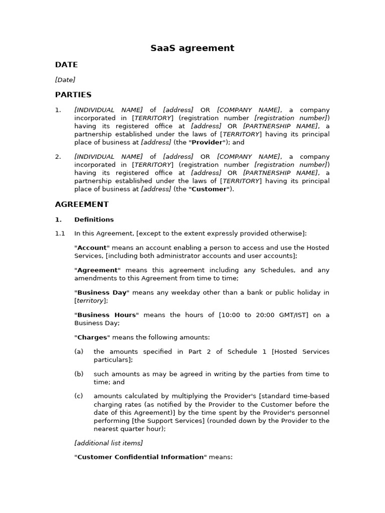 SaaS Agreement Template | PDF | Legal Liability | Liquidation