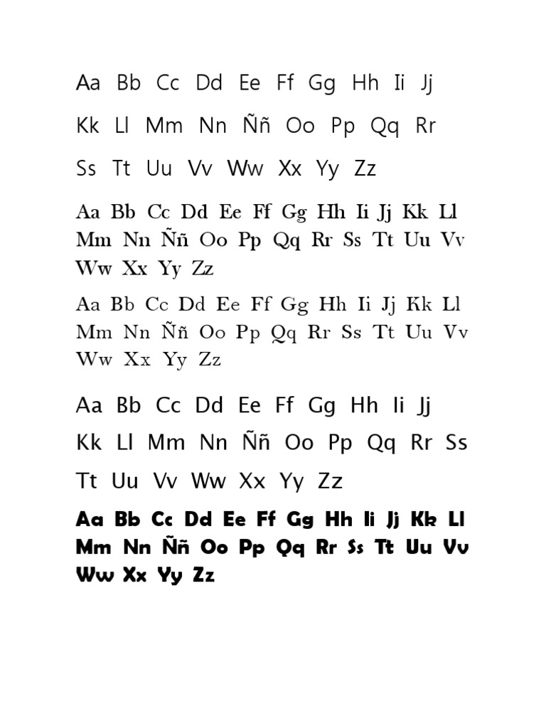 Aa BB CC DD Ee FF GG HH Ii JJ KK LL MM NN ÑÑ Oo PP QQ RR Ss TT Uu VV WW XX Yy ZZ | PDF