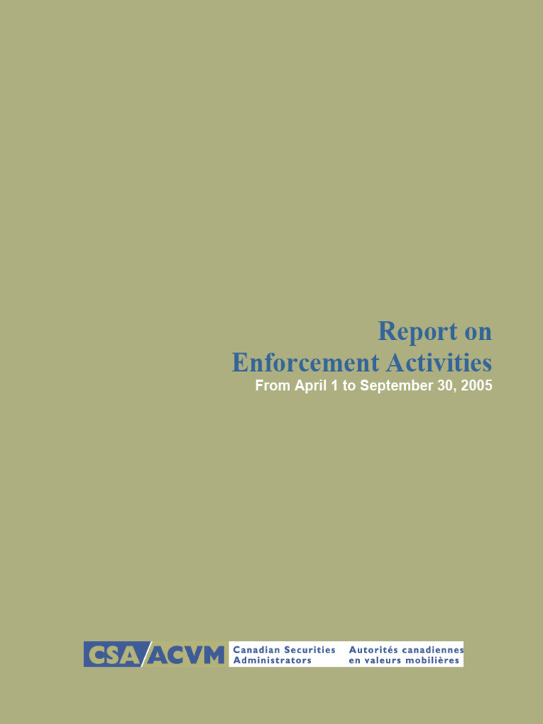 Enforcement-Report April-Sept2005 Eng | PDF | Insider Trading ...