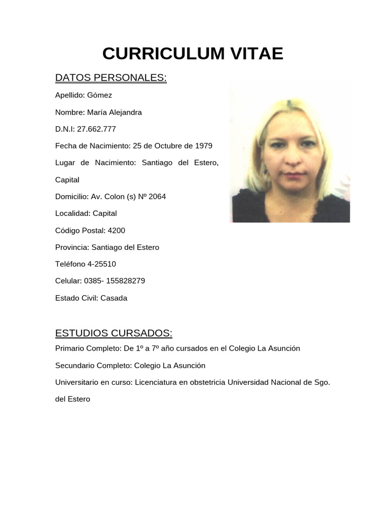 Curriculum Vitae Alejandra | PDF