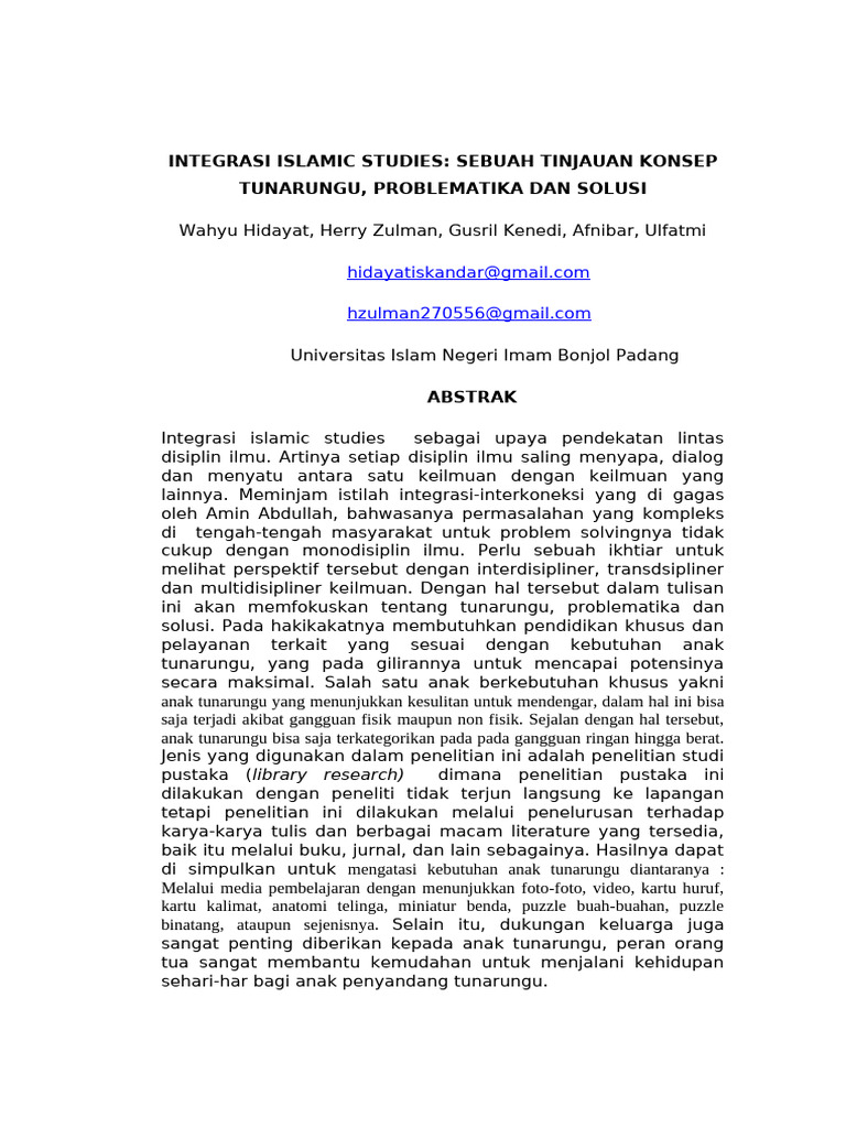 Tunarungu, Problematika Dan Solusi | PDF