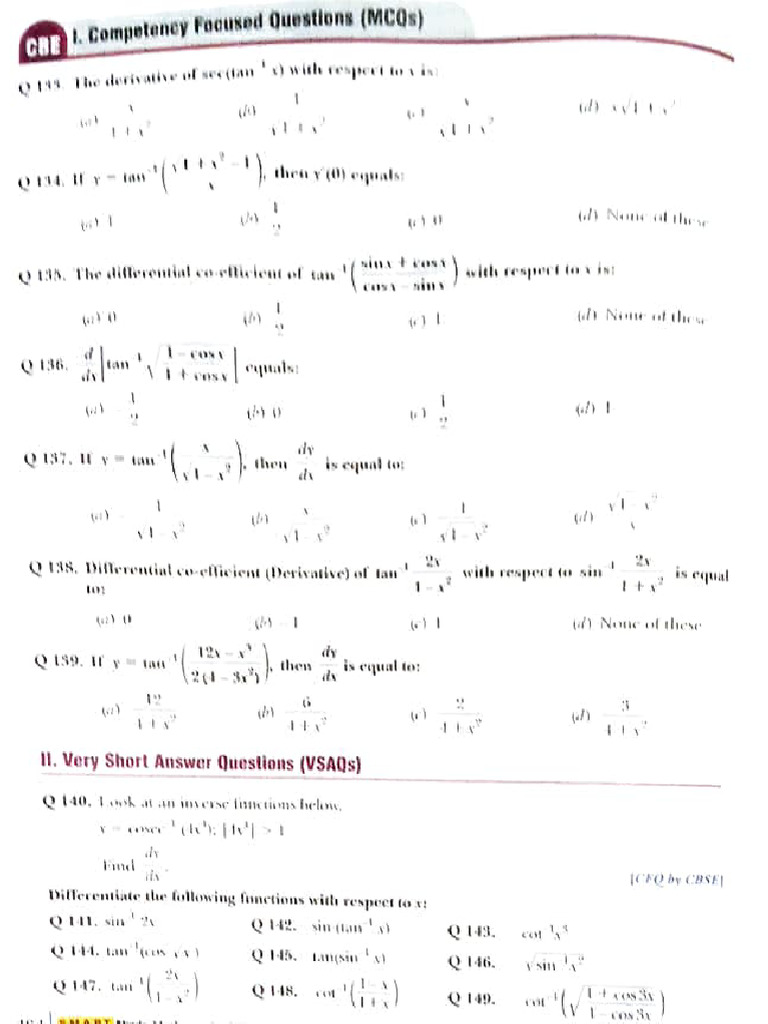 class XII chap 5 Differentiation Assignment 2 25-26 | PDF