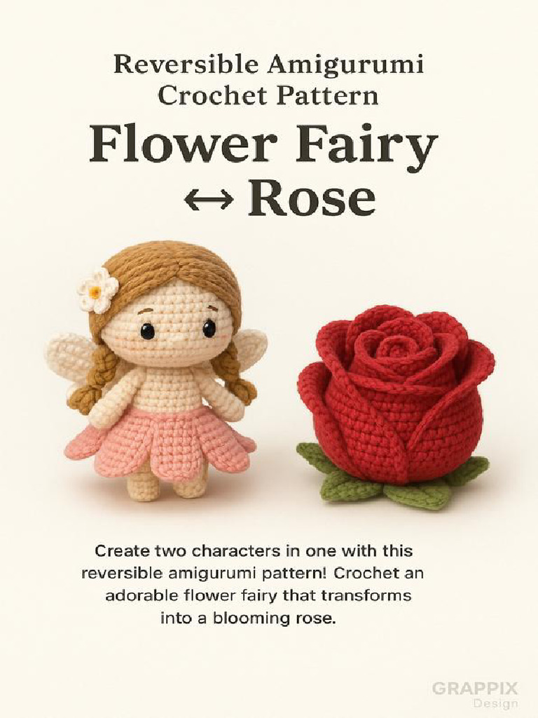 Reversible Amigurumi Pattern Flower Fairy Rose GRAPPIX | PDF