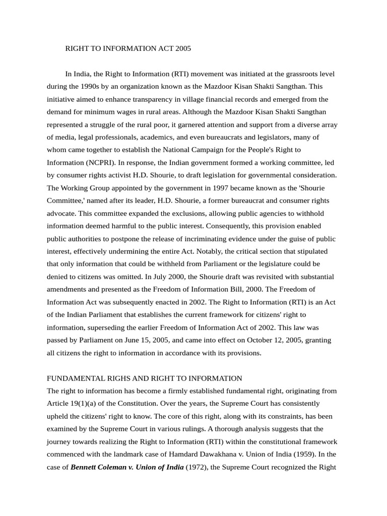 Understanding India's Right to Information Act | PDF | Democracy ...
