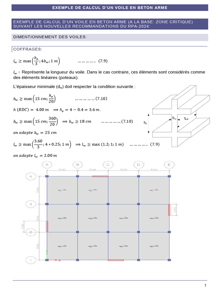 Calcul des Voiles en Béton Armé RPA 2024 | PDF | Béton armé | Béton