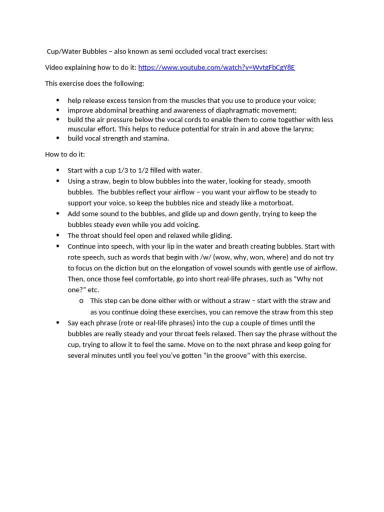 Cup Bubbles Breath Exercises | PDF