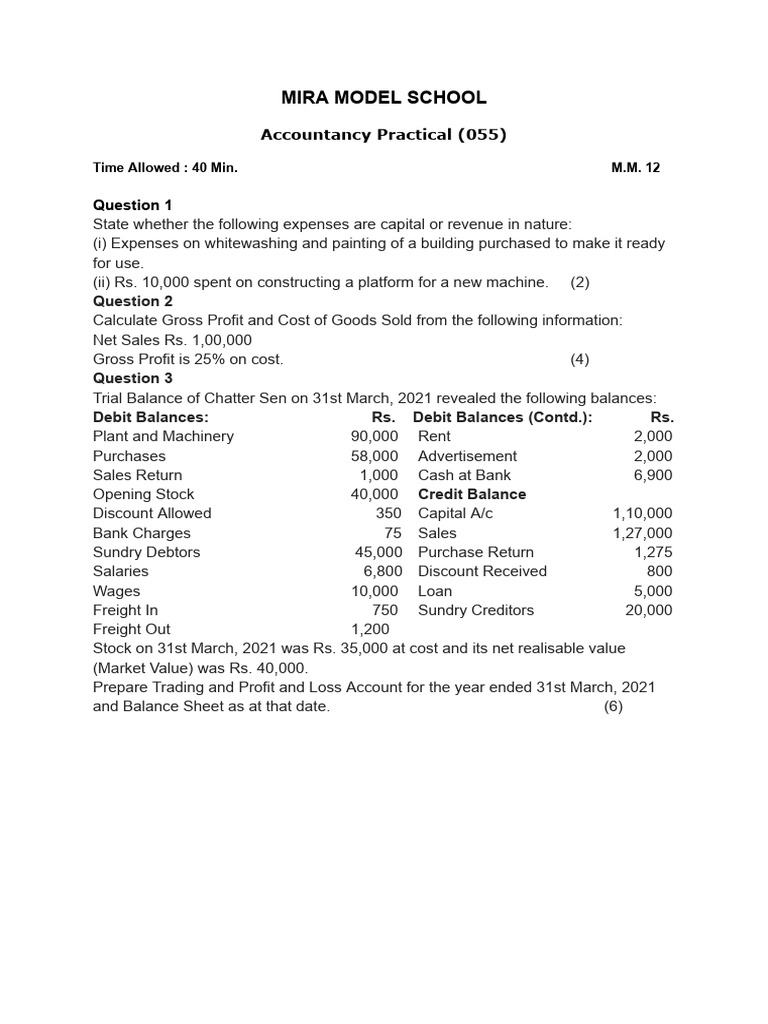 Accountancy Practical MM | PDF