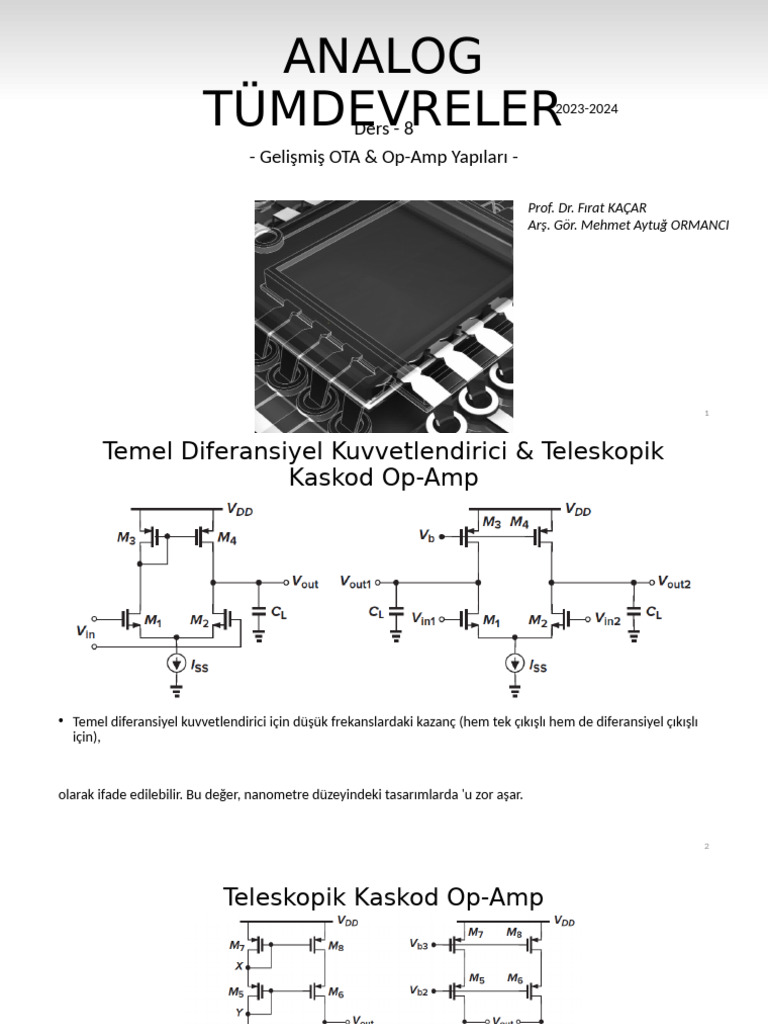 Analog Tümdevreler 10. Hafta (2023-2024) - Gelişmiş OTA & Op-Amp Yapıları | PDF