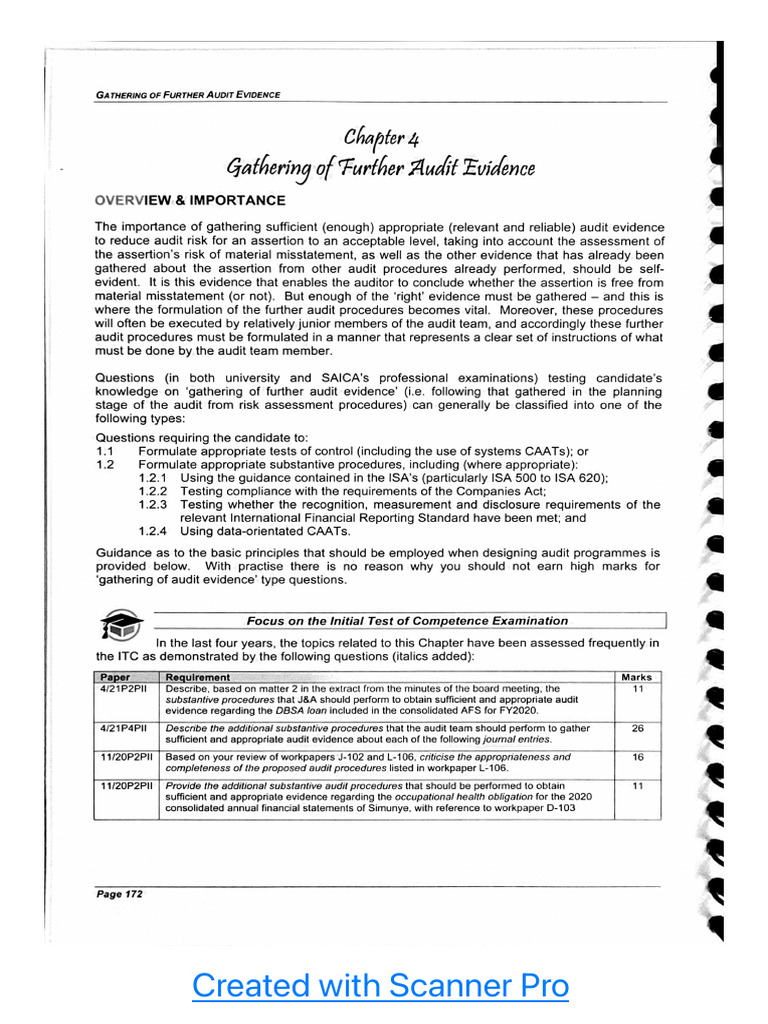 CH 4 - Gathering of Further Audit Evidence Prinsloo Questions | PDF | Audit | Internal Control
