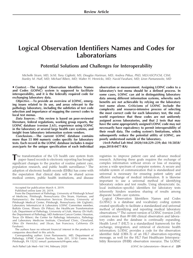 Logical Observation Identifiers Names An | PDF | Electronic Health Record | Interoperability