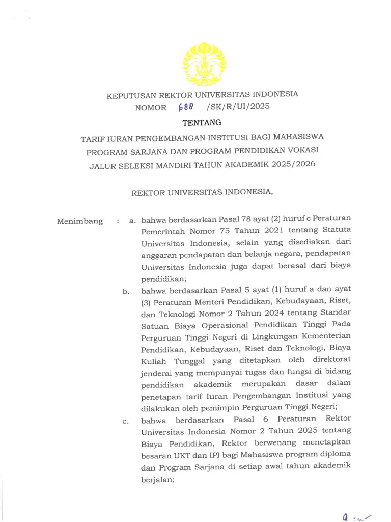 Biaya Pendidikan Ui | PDF
