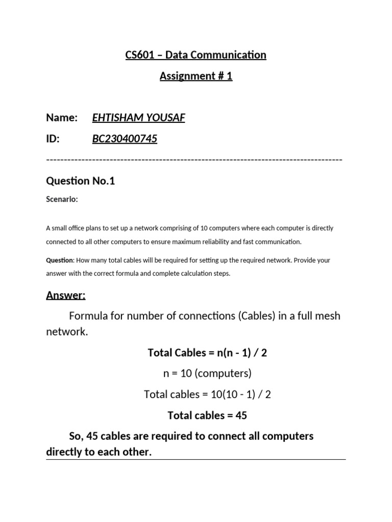 Cs601 Assignment 1 Pdf