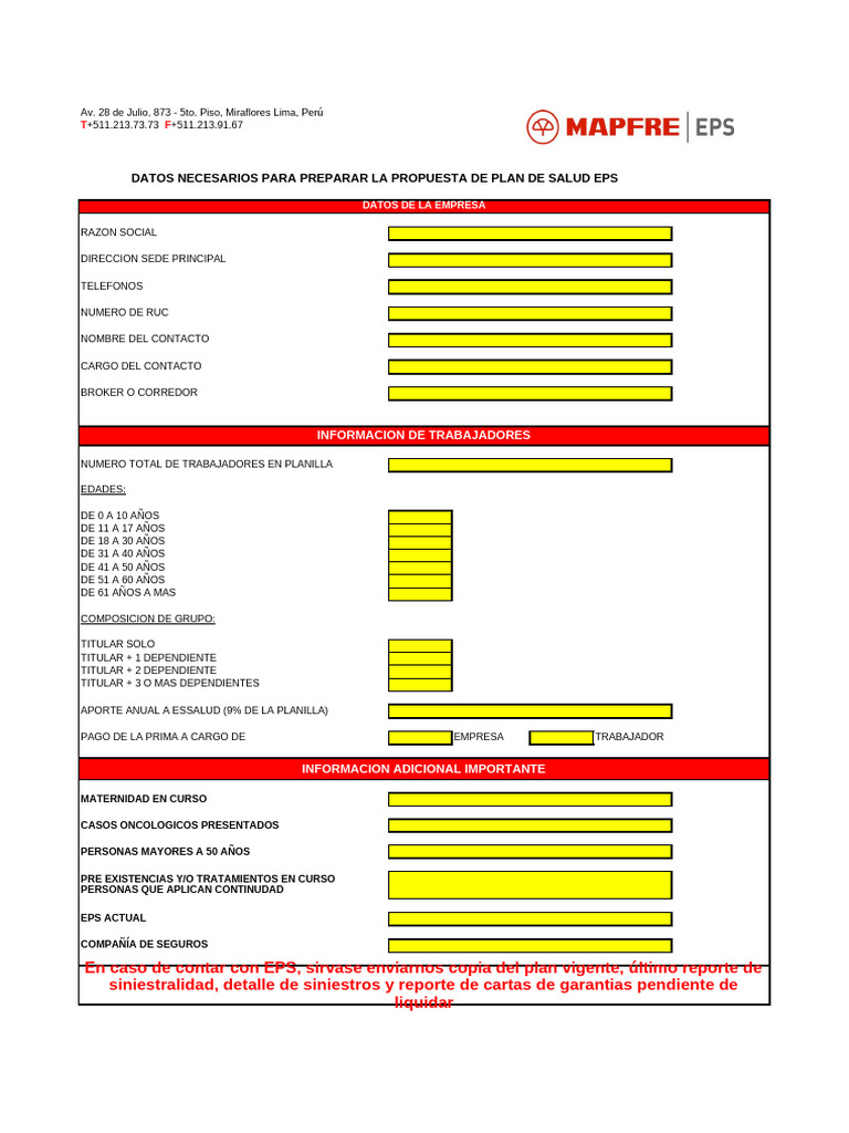 Formato Cotizacion Nuevos en El Sistema Eps | PDF