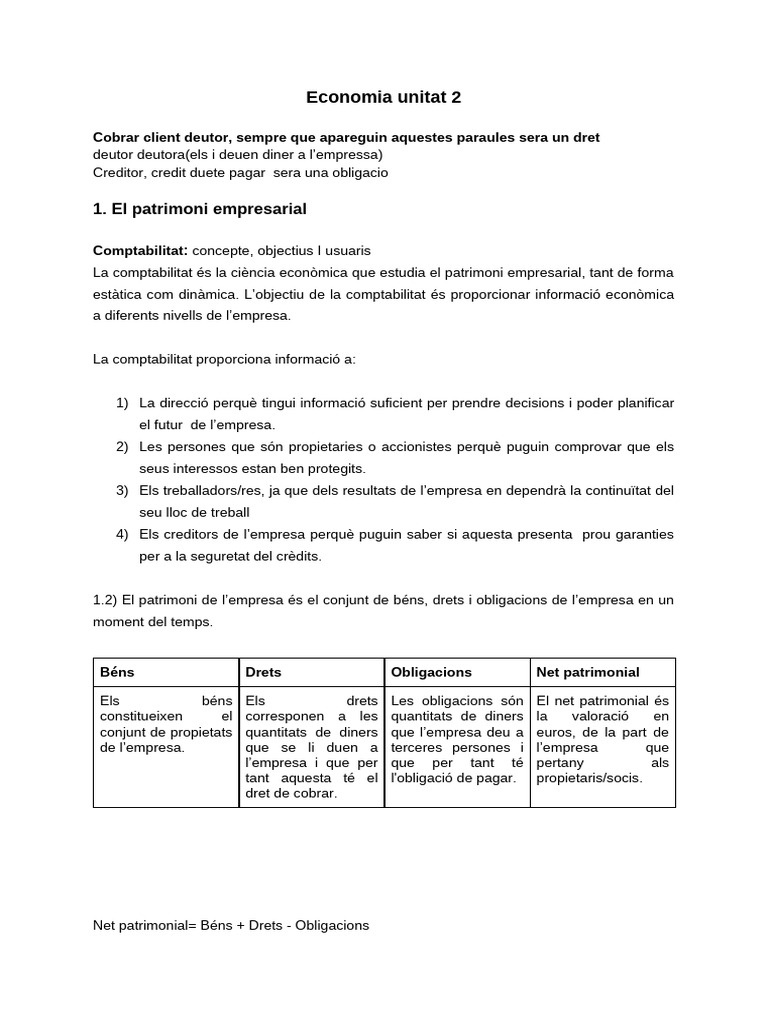 Economia Unitat 2, 3 | PDF