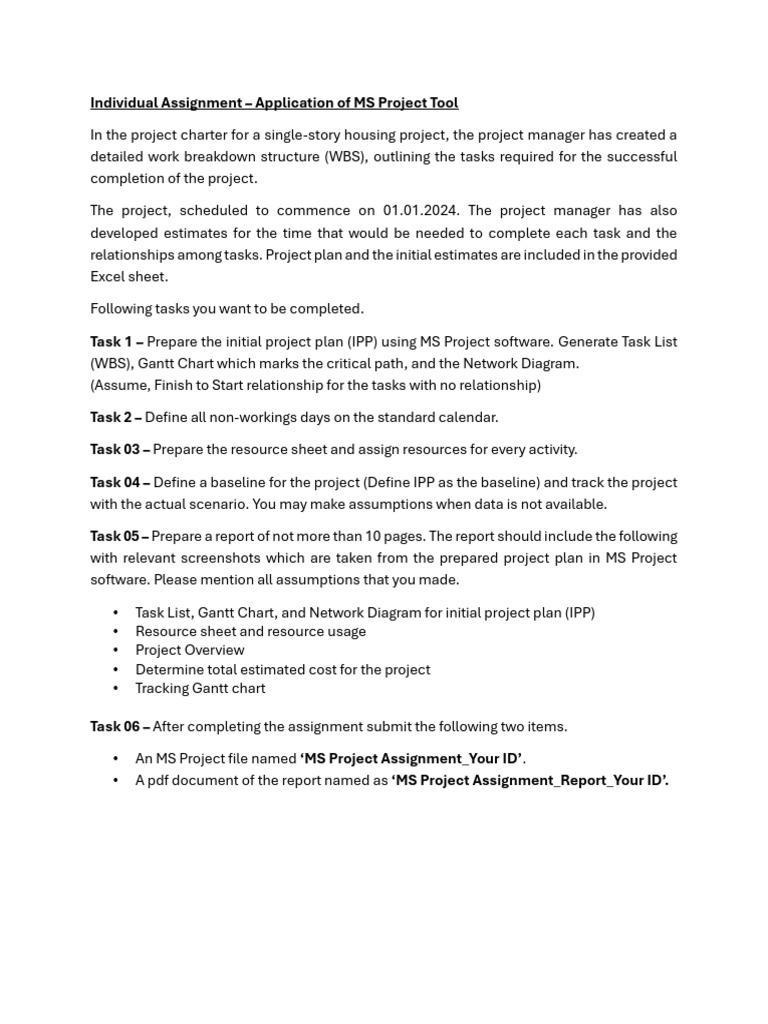 Assignment - MS Project Tool | PDF