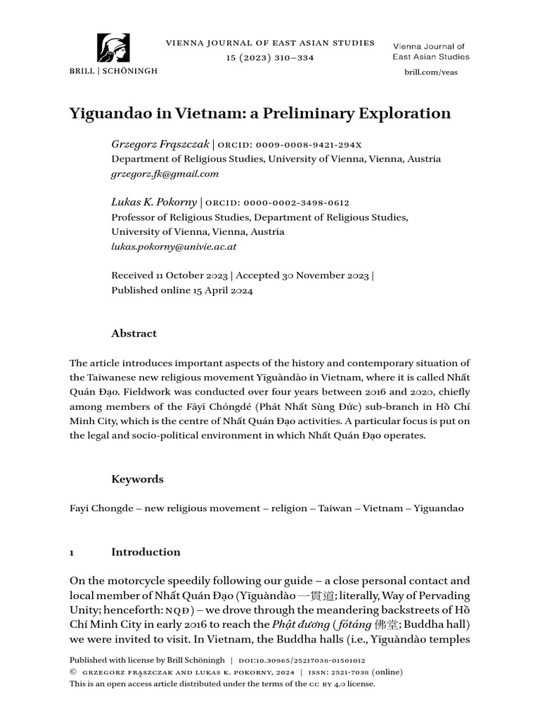 And Grzegorz Fraszczak 2023 Yiguandao in | PDF | Vietnam | Ho Chi Minh