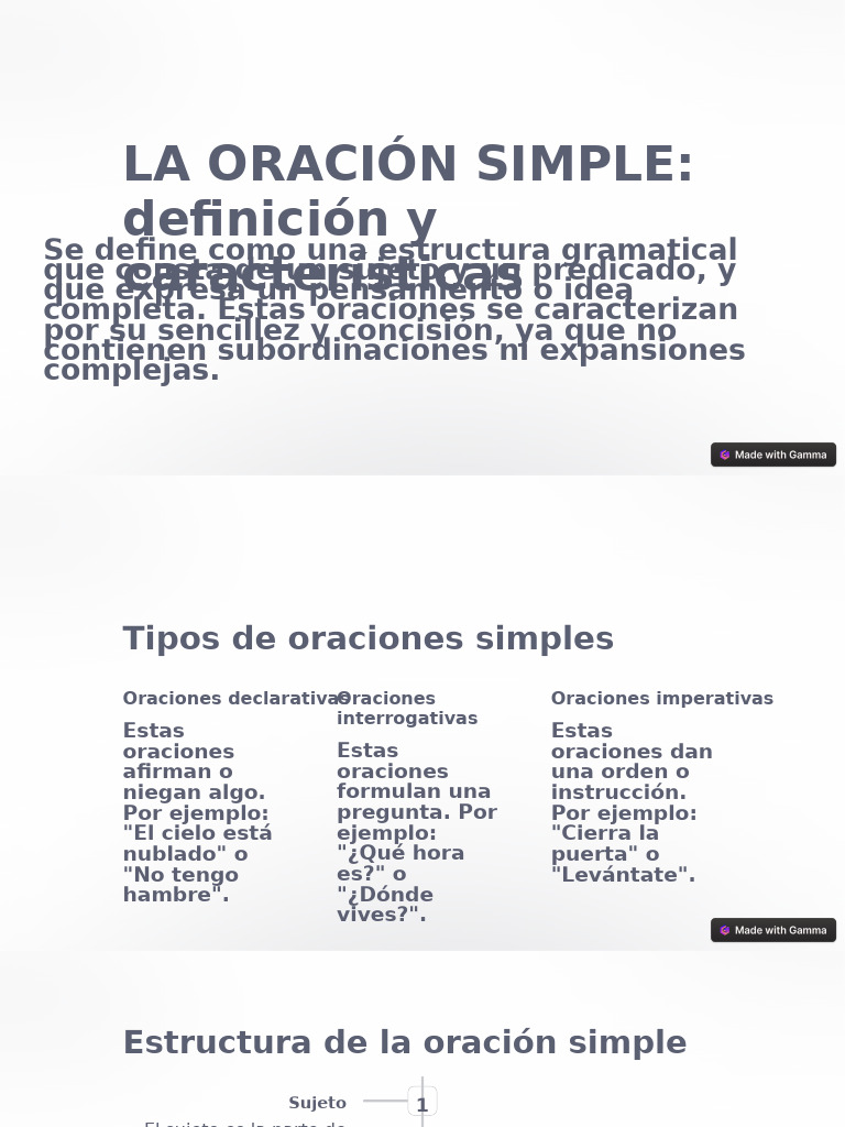 LA ORACION SIMPLE Definicion y Caracteristicas(0) | PDF | Oración ...