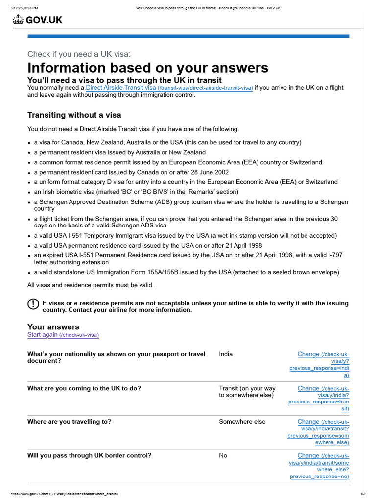 Check If You Need A UK Visa - GOV - UK | PDF | Travel Visa ...