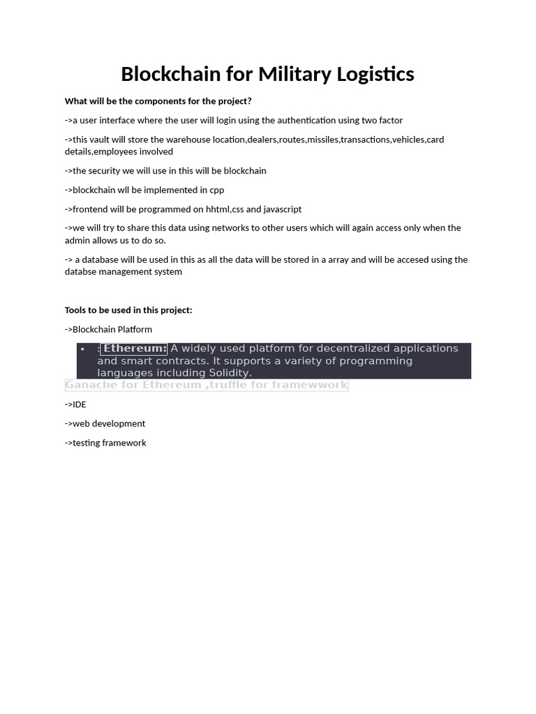 Blockchain For Military Logistics | PDF