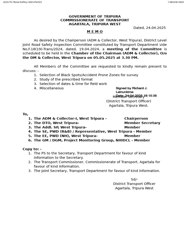 Meeting Notice Road Survey Committee | PDF