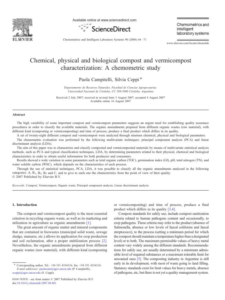 Chemical, Physical and Biological Compost and Vermicompost ...