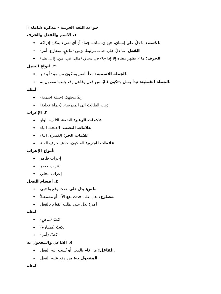 Bahasa Arab Tahun 1 - Complete Notes | PDF