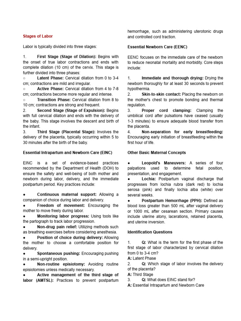 Maternal Rle Pre-Test Reviewer | PDF | Childbirth | Postpartum Period