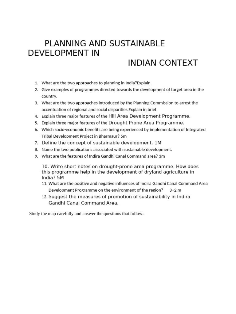 PLANNING AND SUSTAINABLE DEVELOPMENT QUESTIONS (1) | PDF