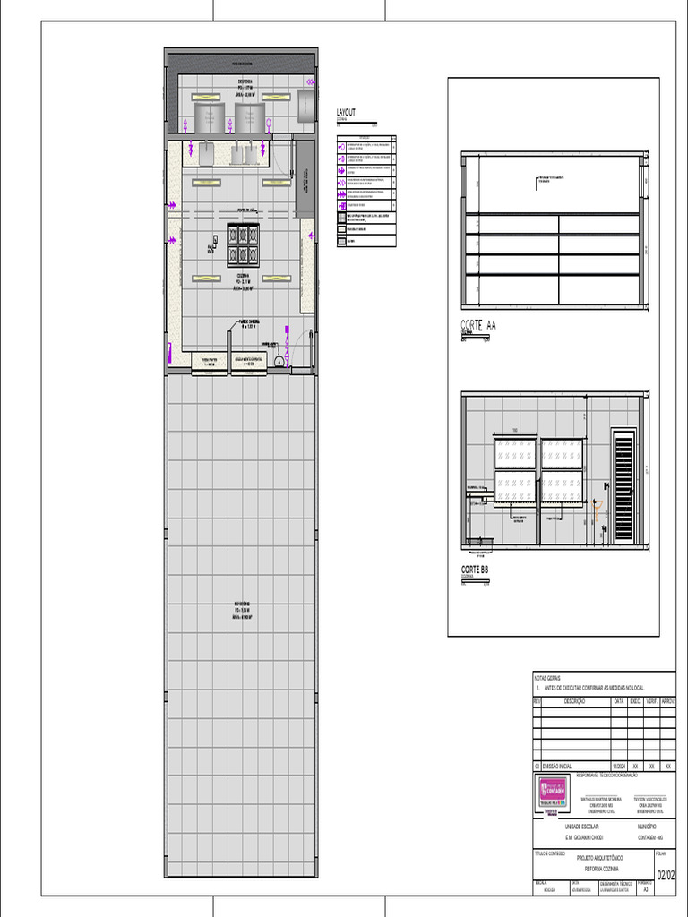A3 - Cozinha - Layout e Cortes | PDF