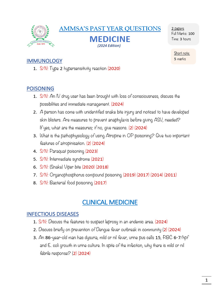MBBS (Manipur) Medicine Q Bank | PDF | Myocardial Infarction | Heart ...