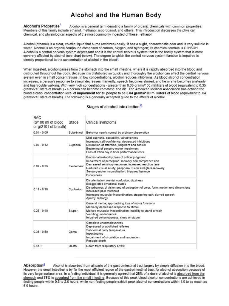 Alcohol and the Human Body | PDF | Alcoholic Beverages | Ethanol